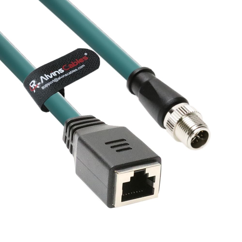Alvin's Cables M12 X-Code 8 Pin Male to RJ45 Female Ethernet Cable for Cognex Keyence Camera ...